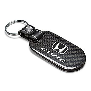 iPick Image Made for Honda Civic 100% Real Black Carbon Fiber Tag Style Key Chain