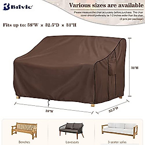 BRIVIC Patio Furniture Covers Waterproof for Sofa, Outdoor loveseat Covers Fits up to 58W x 32.5D x 31H inches, Brown