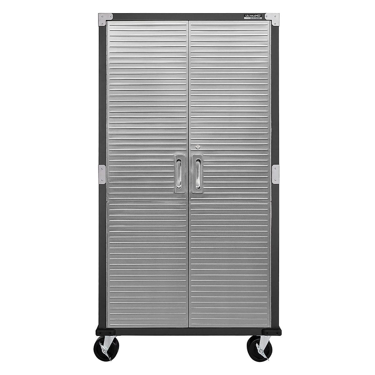 Seville Classics UltraHD Solid Steel Rolling Lockable Metal Storage Cabinet Locker Organizer w/Adjustable Shelves for Garage, Warehouse, Office, Classroom, 36" W x 18" D x 72" H, Graphite