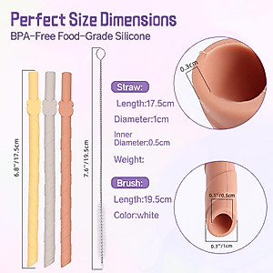 Reusable silicone straws for kids and adults - Dishwasher safe - 10 PCS 6.8 inch, BPA free, food grade multi-coloured straws for smoothies, shakes, drinks - Foldable for home and travel use