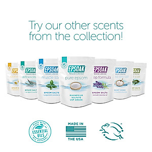 Epsoak Epsom Salt 2 lb. Magnesium Sulfate USP. (Qty. 1 x 2lb. Bags) Resealable Epsom Salt Bulk Bags Unscented, Made in The USA, Cruelty-Free Certified