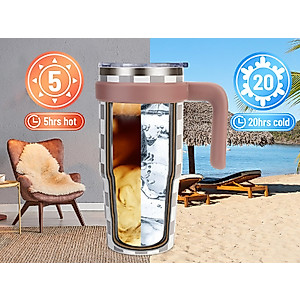 Zukro 24 oz Tumbler with Handle and Straw - Leak Proof Insulated Stainless Steel Cup with Slider Lid For Home and Travel - Double-wall Coffee Mug Keep Drinks Hot and Cold - Dishwasher Safe, No Sweat