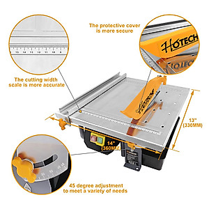 Hoteche 7-Inch Wet Tile Saw - 5A Motor Adjustable Cutting Depth Tile Cutter with Water Reservoir