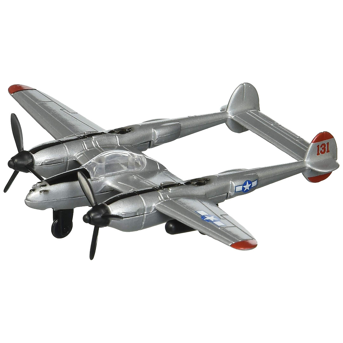 Hot Wings Planes P-38 Lightning with Connectible Runway Die Cast Plane,Grey