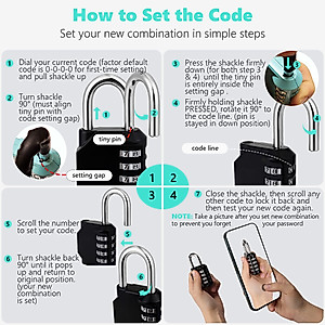 KAWAHA CL21AS 2.6 Inch Long Shackle Combination Lock, 4 Digit Combination Padlock Set Your own Combination for Gym Locker Lock, School, Gates, Doors, Toolbox, Hasps and Storage (Aqua Sky (L) *1)