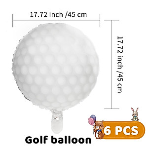 Sosation Golf Ball Balloons Golf Themed Balloons Golf Ball Sports Round Balloons Golf Aluminum Foil Balloons Golf Theme Birthday Decoration for Golf Theme Birthday Party Decoration (6 Pieces)