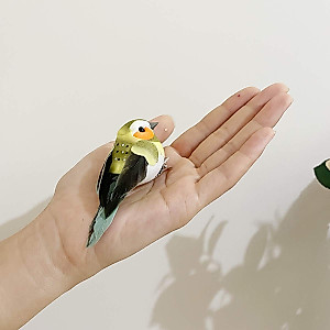 LWINGFLYER 4pcs Artificial Birds Realistic Clip on Bird Ornaments with Feathers for Decoration, Arts & Crafts and Floral Arrangements (Model - 4S05)