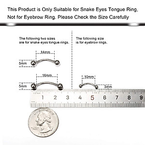 Hoeudjo 48PCS 14G Glow in The Dark Snake Eyes Tongue Rings Surgical Steel Curved Barbell Nipplerings Nipple Ring Body Piercing Jewelry for Women Men 16mm 5/8 Inch Silver-Tone Rose Gold Black