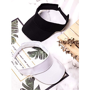 5 Pieces Sport Wear Athletic Visor Sun Visor Adjustable Cap Men Women Sun Sports Visor Hat (Navy, Black, White, Khaki, Light Gray)