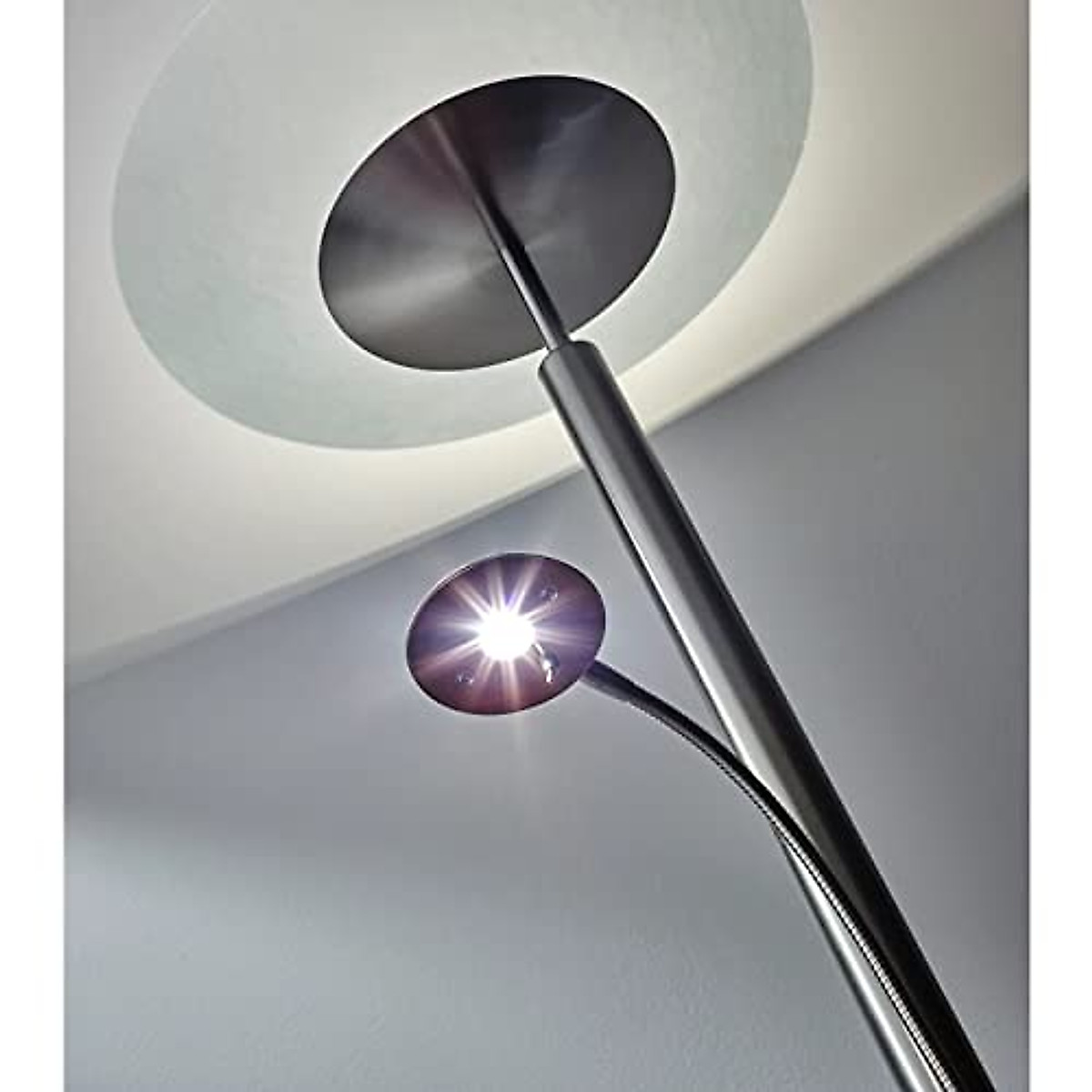 Adesso 5128-22 Stellar LED Combo Torchiere, 72 in., 24W/3W LED Combo, Brushed Steel Finish, 1 Floor Lamp