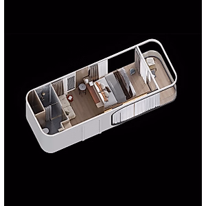 Modern, Portable Living: Prefabricated Mobile Capsule House/Hotel, 30x10.5x10Ft, 315 Sqft. Withstands high Winds, Offers on-The-go Convenience, Full Bathroom Included.