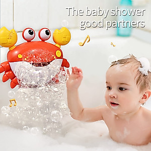 Deejoy Crab Bubble Bath Maker for The Bathtub,Blows Bubbles and Plays 12 Children’s Songs,Sing-Along Bath Bubble Machine Baby, Toddler Kids Toys Makes Great Gifts for 3 Years Girl Boy (Red)
