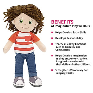 Playtime by Eimmie 14" Soft Baby Doll - Plush Rag Dolls for 2 Year Old Girls and Boys, Toddler & Infants - Girl Toys - Stuffed Toy Companion - Washable & Sensory Fabric Body - Ollie Doll for Baby Boy