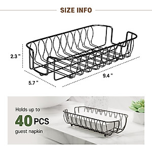 LEVIMETREE Guest Bathroom Napkin Holder Tray - Paper Towel Holder for Bathroom, Disposable Hand Towels Holder, Napkin Holders for Paper Napkins, Guest Hand Towels Holder Napkin Dispenser (Black)