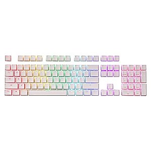 Redragon A130 White Pudding Keycaps, 104 Keys Standard Doubleshot PBT Keycap Set w/Translucent Layer for Mechanical Keyboard, OEM Profile, English (US) ANSI Layout