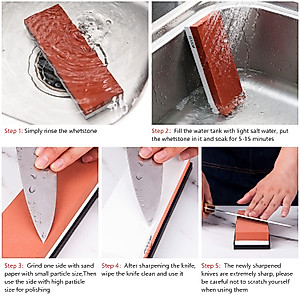 SD.TIANPENG Whetstone Knife Sharpening Stone Kit 400/1000＆3000/8000 Grit 2 Side Professional Knife Sharpener Waterstone Set with Leather Strop, Polishing Compound, NonSlip Bamboo Base, Angle Guide