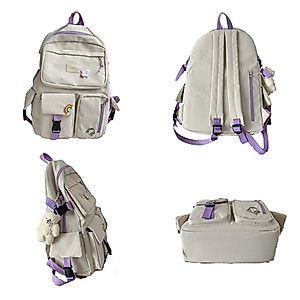 Splendrive Cute backpack with cute accessories aesthetic Outdoor Daypack (Black)