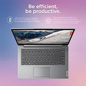 Lenovo IdeaPad 1i Laptop 14" HD Display, Intel Pentium Silver N5030 Processor(4-Core, up to 3.1 GHz), 4GB RAM, 128GB NVMe SSD + 128GB eMMC, 10Hr Battery Life, Win 11 S w/1 Year Microsoft 365