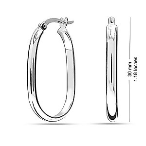 925 Sterling Silver Square Hoop Earrings for Women | Lightweight Rectangular Hoop Earrings for Gifts | Size 30mm