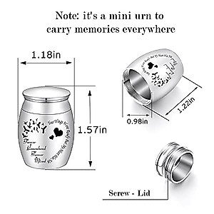 1.57 Inches Small Keepsake Urn for Human Ashes Stainless Steel Mini Urn Heart Small Ash Urn Tiny Ashes Holder Decorative Funeral Urn