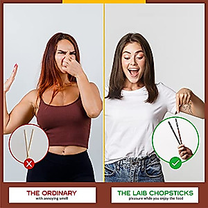 LAIB Japanese Wooden Chopsticks Set, 5 Pairs Premium Class Reusable Chopsticks in Luxurious Gift Box