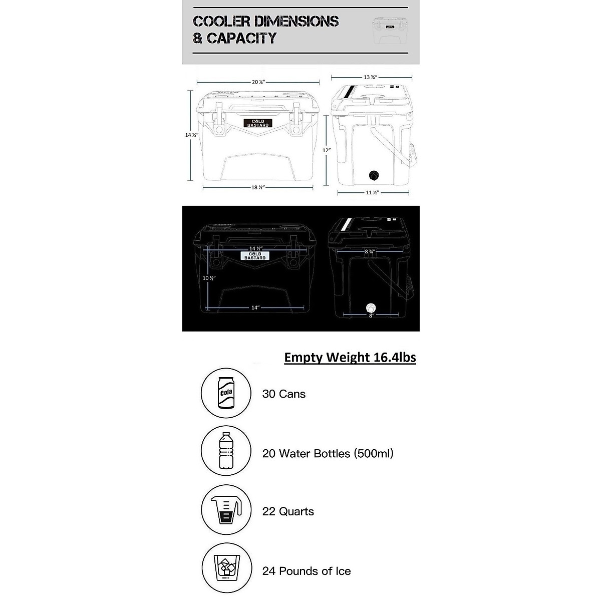 COLD BASTARD COOLERS 20QT Cold Bastard Rugged+ Pink NEON Premium Ice Chest Cooler Accessories Free S&H(CB20-PN)