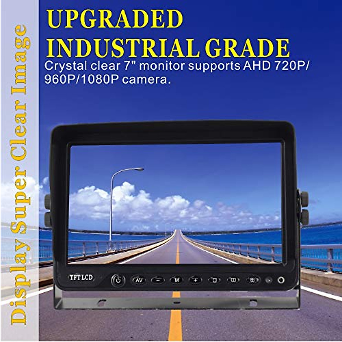 AHD 720P 7" Reverse Rear View Backup Camera System Mirror, Camera with Night Vision Waterproof IP69K Vibration-Proof 10G for Tractor/Truck/RV/Bus/Motorhome/Excavator/Caravan/Skid Steer/Harvester