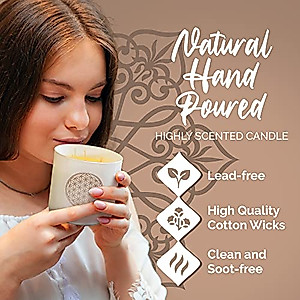 Large Exotic Spiced Vanilla Candle, Scented Candles for Home, Hand-Poured Aromatherapy 3 Wick Candle for Gift with Flower of Life Design, 50-Hour Burn Time, 14oz OneSoul Collection