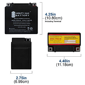 Mighty Max Battery YTX5L-BS 12V 4AH Replaces Super Start Power Sports BTX5L-BS - 2 Pack