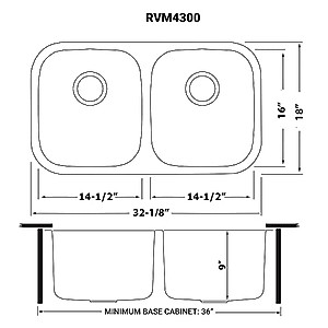 Ruvati 32-inch Undermount 50/50 Double Bowl 16 Gauge Stainless Steel Kitchen Sink - RVM4300