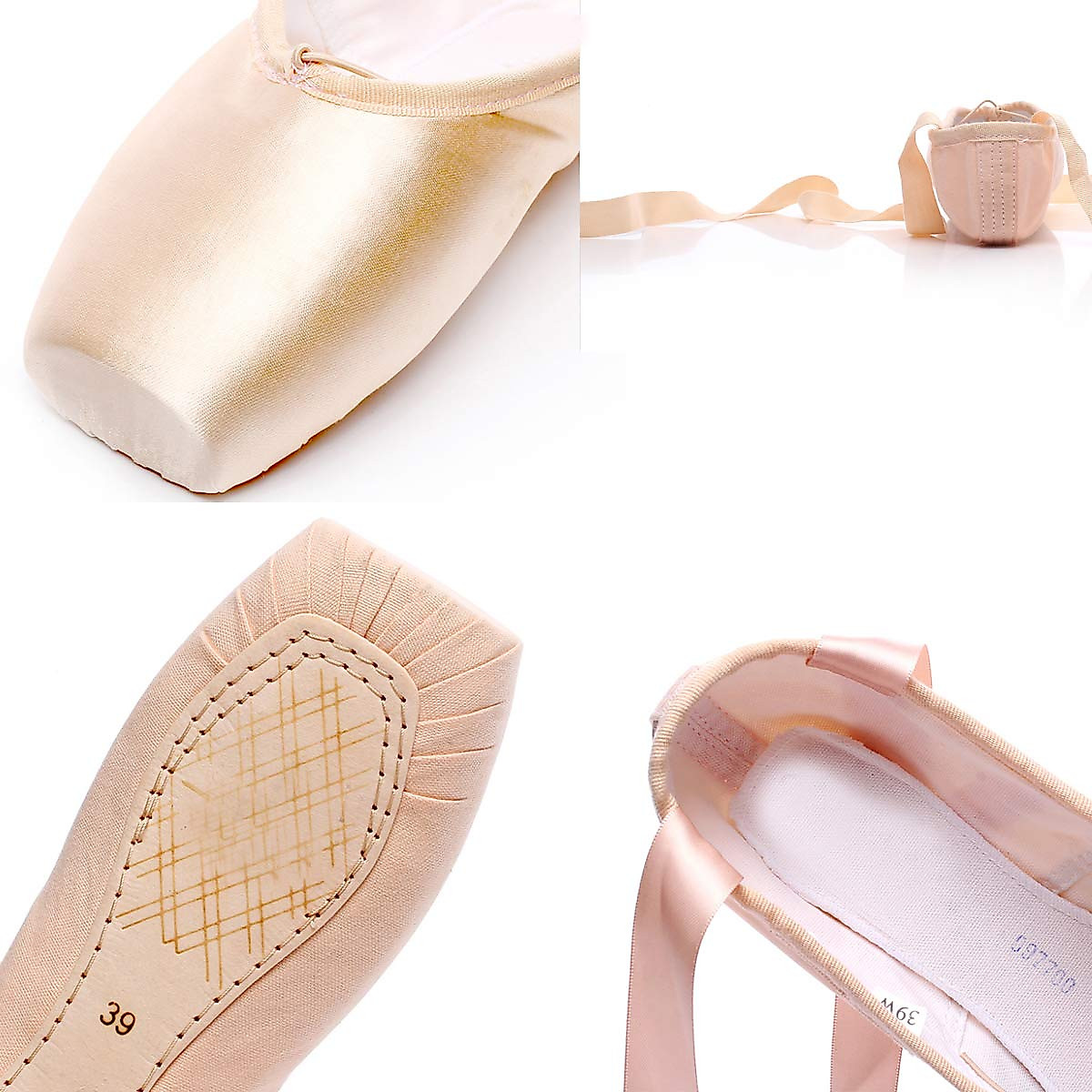 Unpafcxddyig Girls Womens Ballet Dance Toe Shoes Professional Satin Pointe Shoes Slippers,Adult 9,Pink
