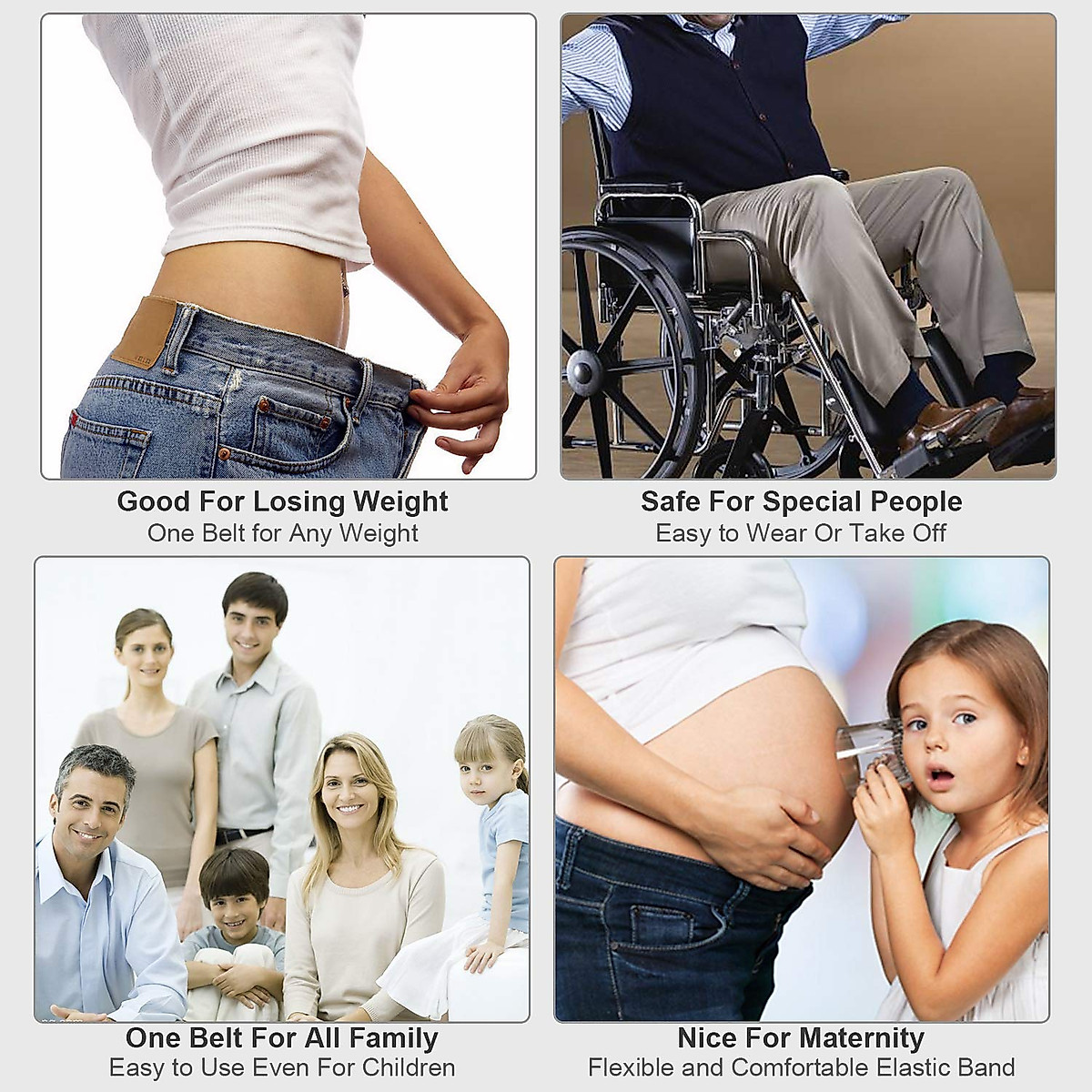 WHIPPY No Buckle Stretch Women Belt for Jeans Pants, Elastic Buckle Free Invisible Belts for Men up to 48 Inches (Coffee, Fit Pants Size 22-29 Inches)