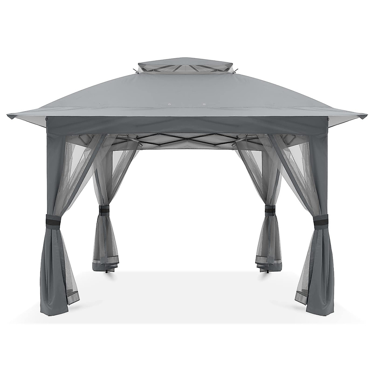COOSHADE 13x13Ft Easy Pop Up Canopy Tent Instant Folding Shelter with Mosquito Netting Walls(Grey)