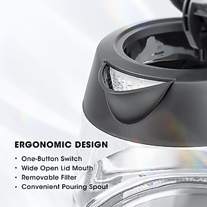 iSiLER 1500W Electric Kettle, 1.7 L Electric Tea Kettle with LED Indicator, Cordless Electric Glass Hot Water Boiler, Portable Teapot Heater Auto Shut-Off & Boil-Dry Protection BPA-Free Black