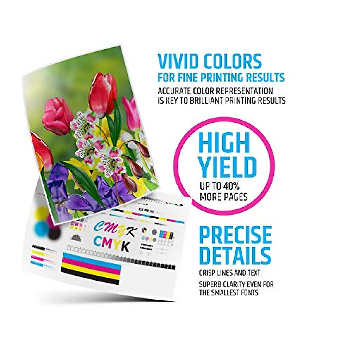 JUSTCOLOR Compatible Ink Cartridges Replacement for HP 02 Ink Cartridge to use with Photosmart D7155 D7160 D7245 D7255 D7363 D7460 3210 3310 C5180 C6250 C6280 C7280 C7180 C8180 Printer (5-Pack)