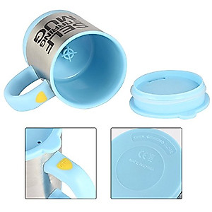 Zeerkeer Self Stirring Mug Electric Stainless Steel Automatic Mixing & Spinning Coffee Mug Cup with Lid, Lazy Self Mixing Mug Spinning Thermos Cup for Office Travle Home- 400ML/ 13.5oz (Sky Blue)