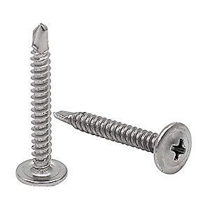 L-A #8 x 1-1/4" 410 Stainless Steel Wafer Head Phillips Self Drilling Screws Sheet Metal Tek Screws, Modified Truss Head Self Driller (50 Pcs;4.2 x 32mm)