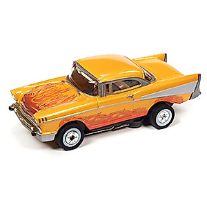 Auto World Thunderjet Cars N Coffee 1957 Chevrolet Bel Air (Orange) HO Scale Slot Car
