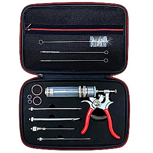 SpitJack Magnum Meat Injector Gun. Food Flavor Injection Syringe for Smoked BBQ Marinades and Meat Seasoning. 4 Needles for Pork Butt, Beef Brisket, Turkey Breast. Deluxe Hard Case. Made in The USA.
