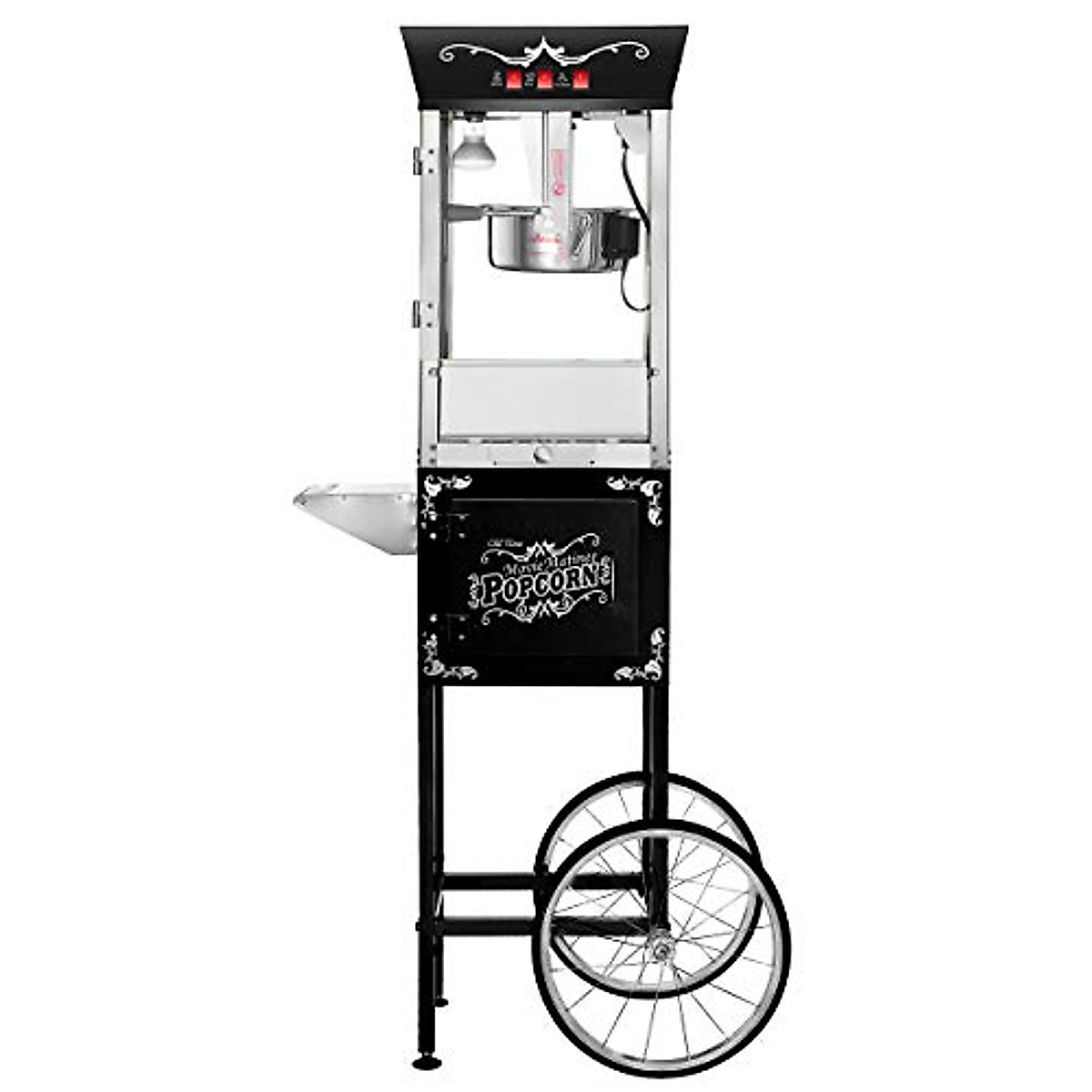 Great Northern Popcorn Company Black Matinee Movie 8 oz. Ounce Bar Style Antique Popcorn Machine, w/ cart