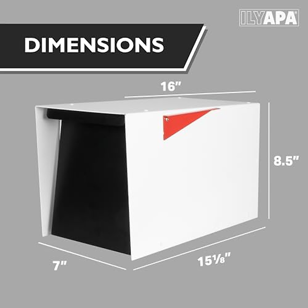 Ilyapa Modern Design Mailbox, Ready to Post Mount - White Powder Coated Steel Heavy Duty Curbside Welded Mailbox, All Weather Durable and Corrosion Resistant, Stainless Steel Hinges and Magnetic Door