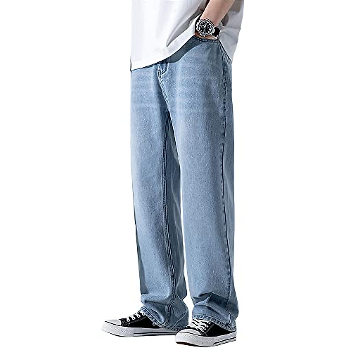 PARVENZA Men's Regular Jeans Classic Denim Pants Straight Trousers (DY05,3XL)