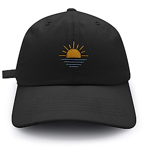JPAK Sun Baseball Cap Embroidered Cotton Dad Hat - Sunset Sunrise Black