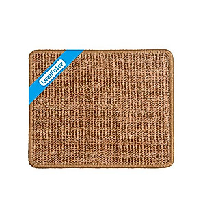 LSAIFATER Cat Scratching Mat, Natural Sisal Mat, Cat Scratch Furniture Protector, Horizontal Cat Floor Scratching Pad Rug, Protect Carpets and Sofas (11.8x14.9 inch, Brown)