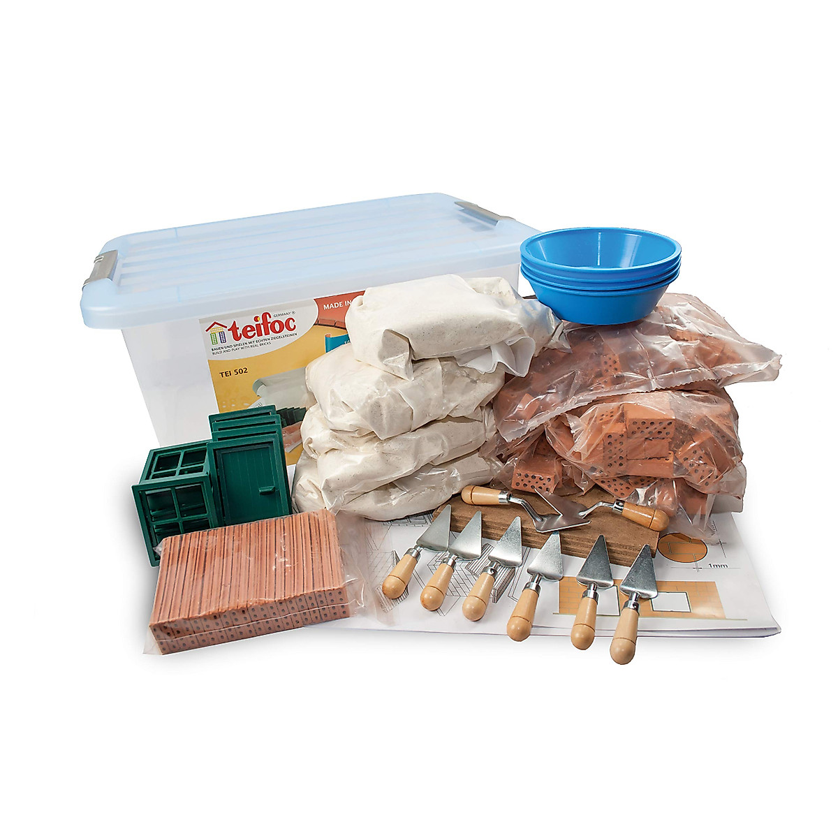 Teifoc School Brick Construction Set, 320 Building Blocks, Erector Set and STEM Building Toy