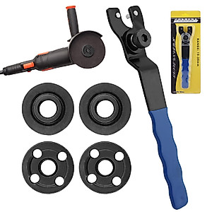 Angle Grinder Wrench, Universal Adjustable Grinder Spanner, with 4PCS 5/8-11 Angle Grinder Nut, Compatible with Grinder Parts