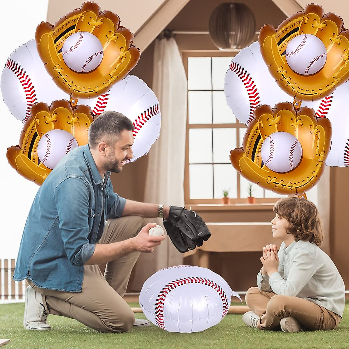 YUJUN 13PCS Baseball Balloons,Baseball Jumbo Glove Foil Mylar Sports Balloons for Birthdays Party Baseball Sports Themed Party Decorations Supplies (20in)