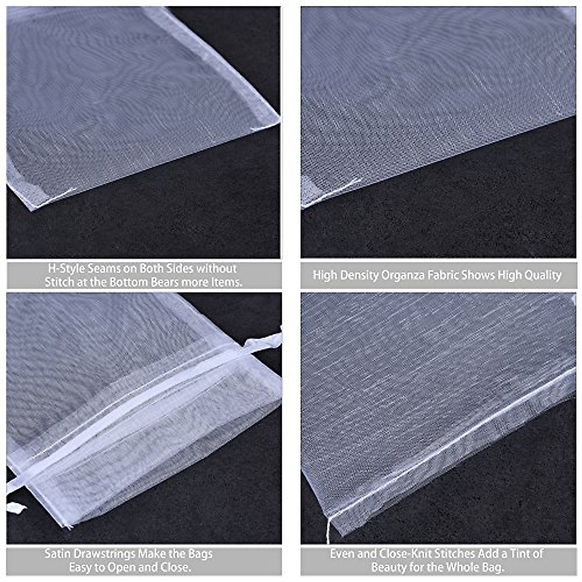 SumDirect 100PCS 6x9 Inches Organza Gift Bags with Drawstring-White