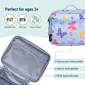 Wildkin Kids Insulated Lunch Box – Durable and Reusable for School & Travel - Butterfly Garden