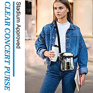 2 Pcs Clear Crossbody Purse Bag Stadium Approved Bag Transparent Shoulder Bag for Sports Games Concerts and Festivals (Black)